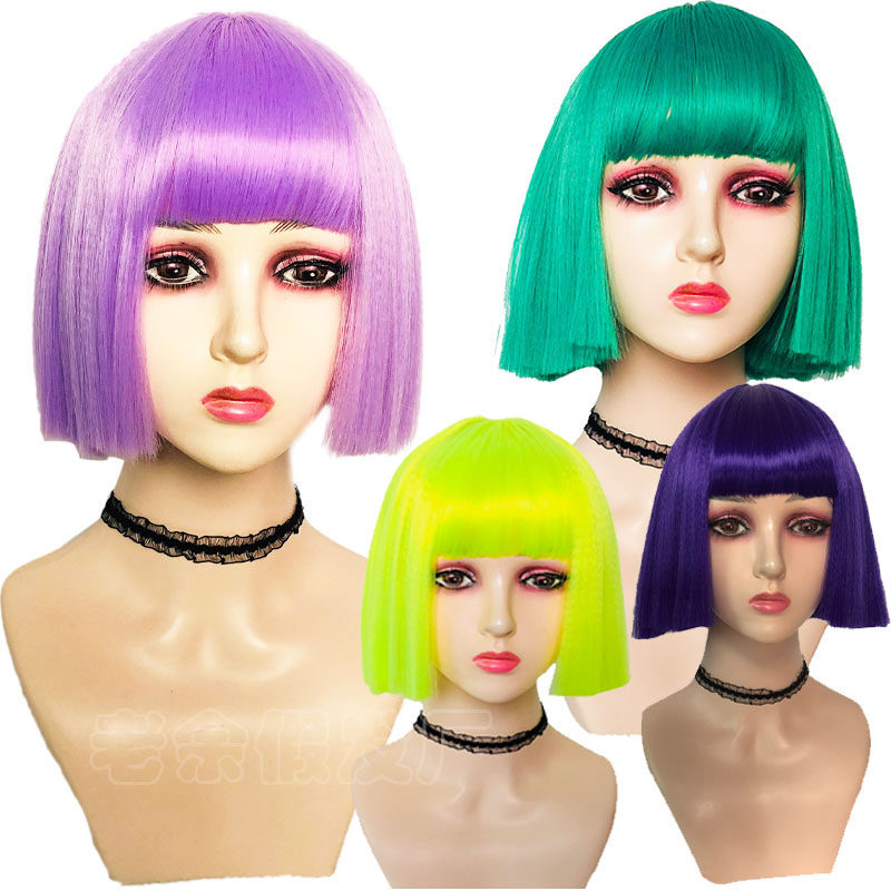 Popular Model Window Wig Female Neat Bangs Retro Bobo Head Short Hair ...