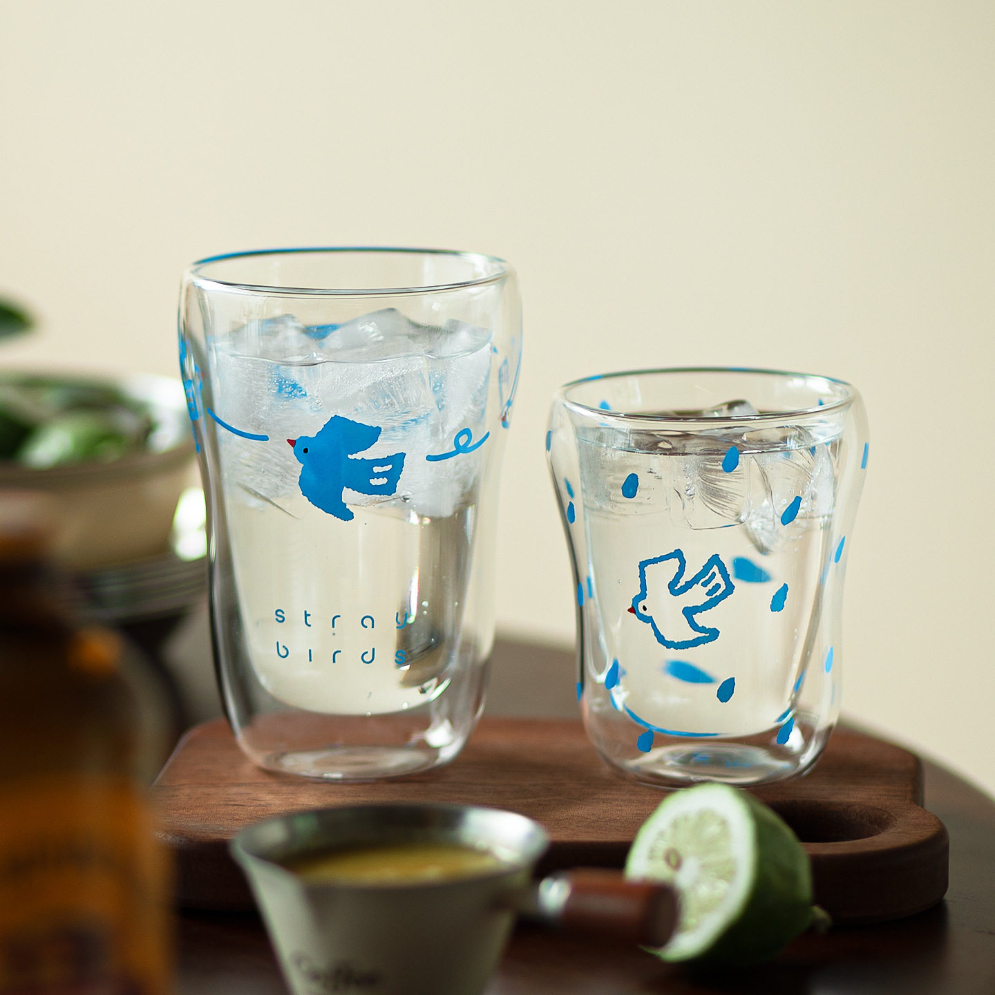 飞鸟系列双层玻璃杯高颜值新款网红喝水杯耐高温家用咖啡杯子