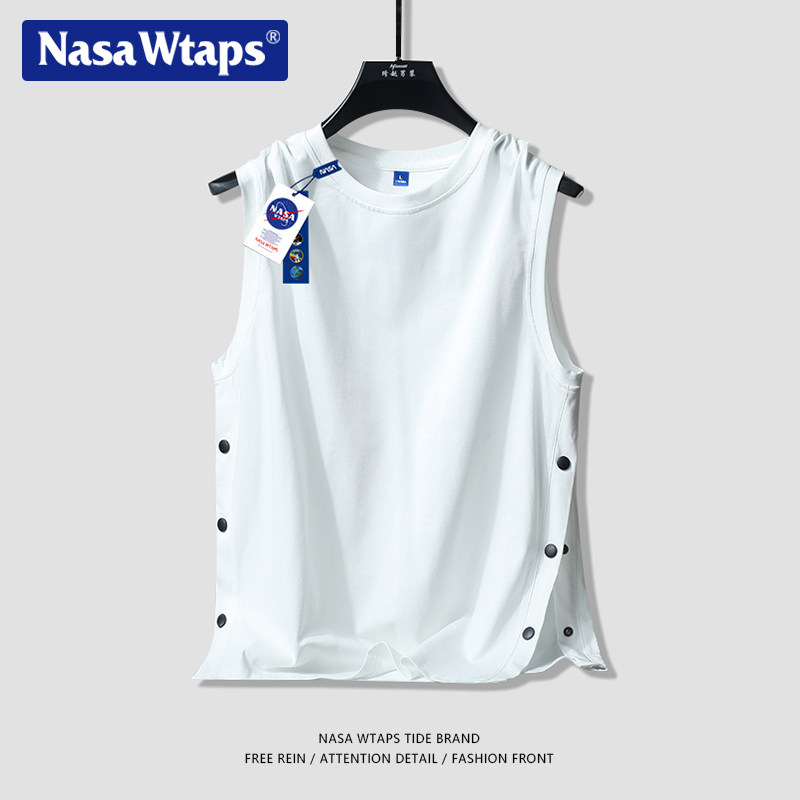 NASA WTAPS旗舰店无袖背心男夏季ins潮牌纯棉健身运动坎肩短袖t恤_虎窝淘