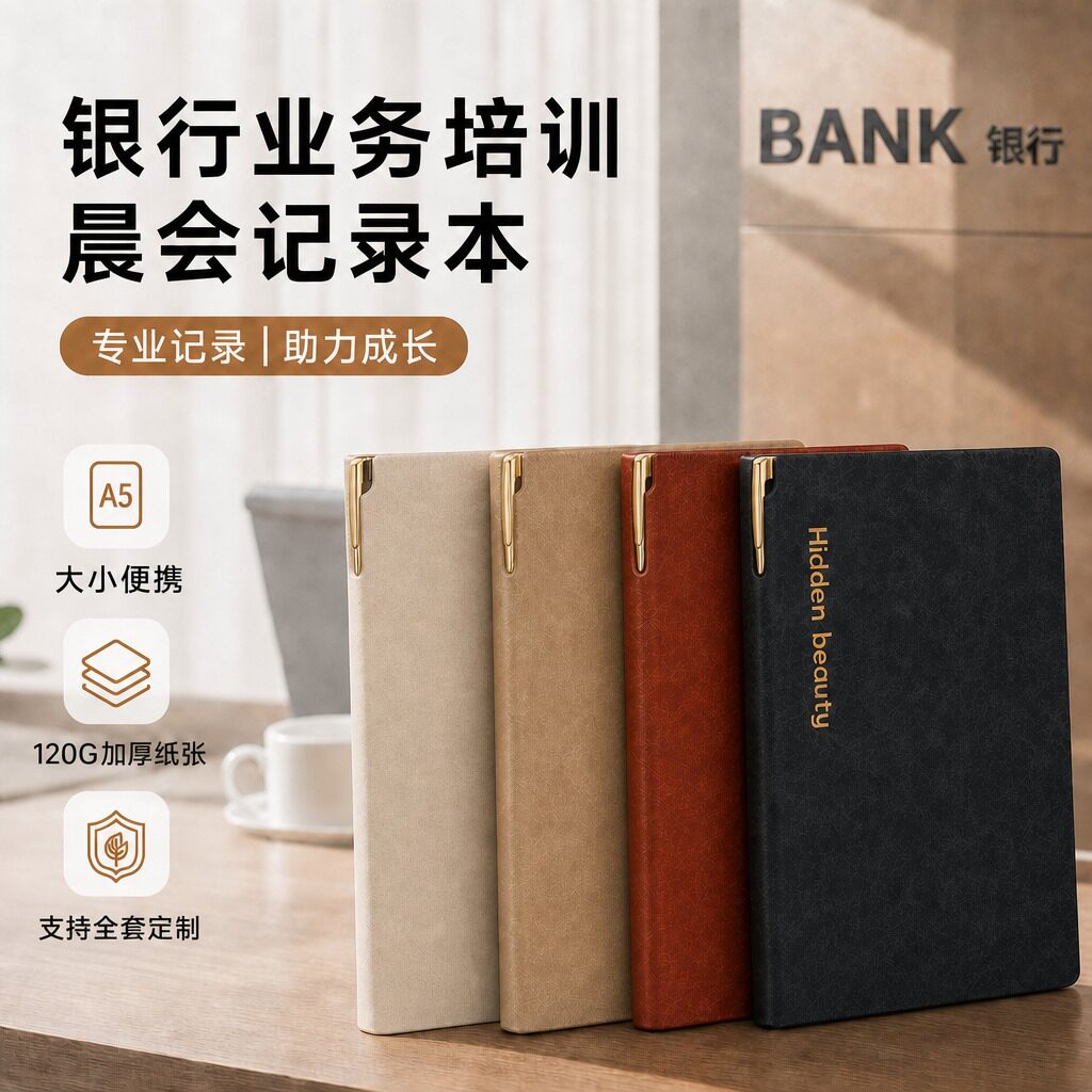 银行业务培训A5工作笔记本金融保险销售晨会办公会议记录本子加厚商务风证券投资客户信息资料登记本定制logo