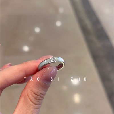 钛钢不掉色白贝母戒指小众设计高级镶钻精致时尚优雅素圈指环百搭