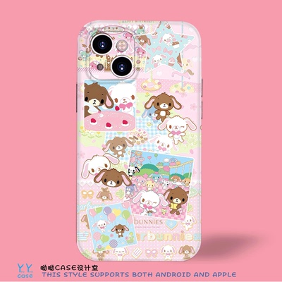 卡通可爱萌系粉色少女心甜点兔~适用iPhone17promax苹果15菲林光面全包vivoiqoo13opporeno14手机软壳女生款
