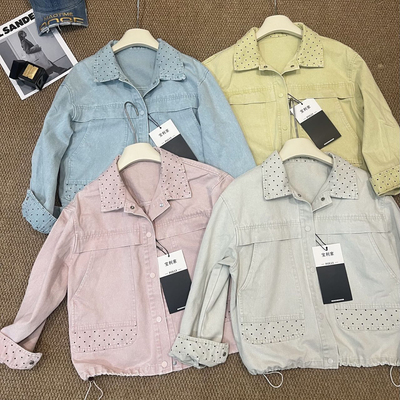 宝利家Polly-26年早春复古风水洗做旧宽松牛仔外套