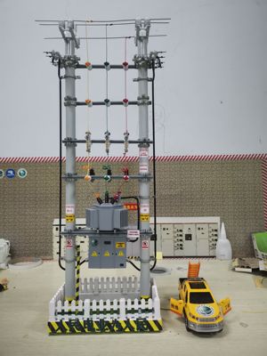 国网双杆台变柱上变压器台架典设台区电杆模型摆件办公室展厅领导