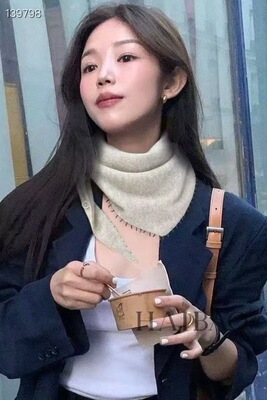 【LU】大珠小珠落玉盘   纯山羊绒手工串珠双层厚版三角巾  百搭