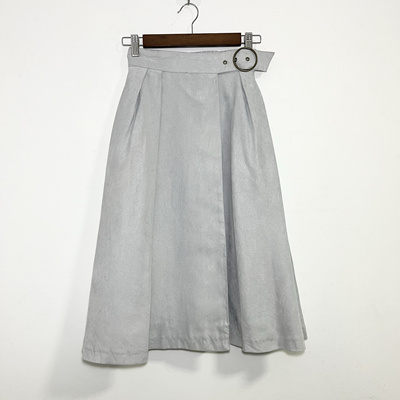 古着Vintage水泥灰麂皮绒一片式半裙 M码腰58-70cm裙长69cm有口袋
