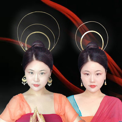 敦煌风飞天舞头饰三层大光圈