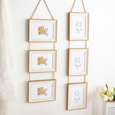 三联10寸客厅相框麻绳简约现代