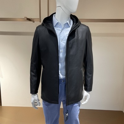 卡尔丹顿男装秋冬款都市连帽时尚真皮皮衣AB5W09400专柜15800HD