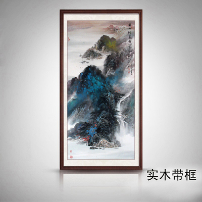 张春丽保真作品真迹原稿精品国画纯手绘四尺竖幅泼彩山水靠山图