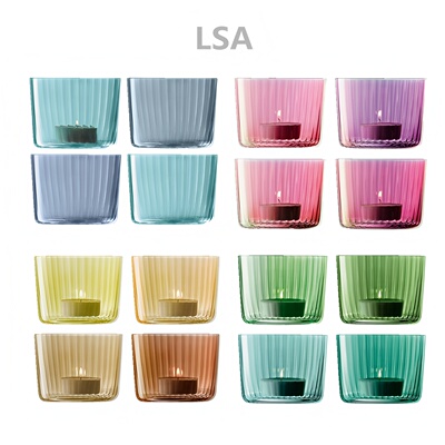 英国LSA进口彩色玻璃水杯烛台
