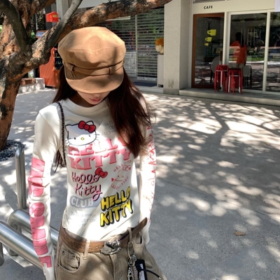 kitty修身显瘦长袖T恤打底衫