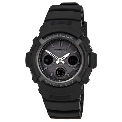 CASIO卡西欧男士手表G Shock Ana数字的太阳能黑色表带AWGM100B