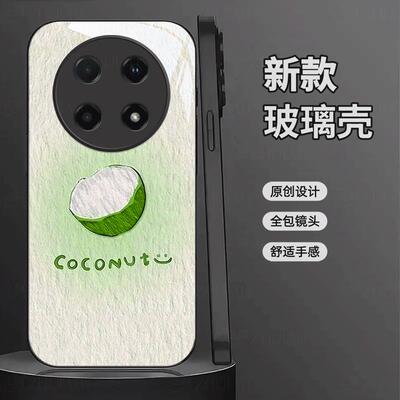 适用【OPPOA5Pro】夏日椰子玻璃皮纹手机壳液态黑色电镀软边全包镜头防摔耐脏亮面带挂绳孔保护套