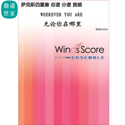 2.5《Wherever you are》辻峰拓 萨克斯四重奏 总谱 分谱 mp3