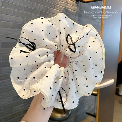 黑色丝带蝴蝶结波点大肠发圈大号