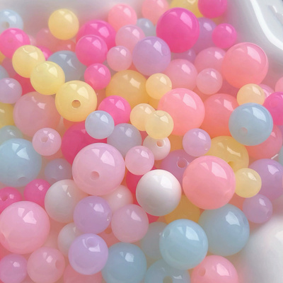亚克力6-16mm果冻珠子 手工DIY手机链钥匙链饰品配件吊孔散珠