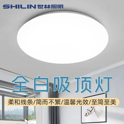 世林照明吸顶灯 LED超亮圆形客厅灯卧室灯阳台灯厨房灯面包灯白灯