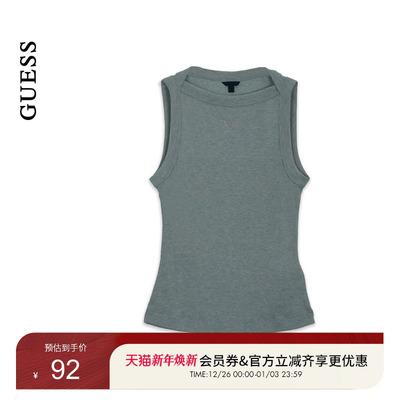 GUESS25年新款早秋女士圆领无袖针织内搭外穿背心-W5RP16KCNH2
