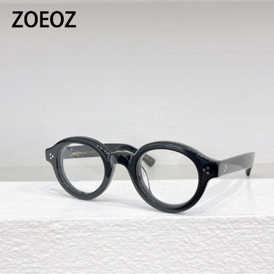 LESCA 复古圆形款镜框fait mainn男女材近视镜架弹黄腿不夹脸