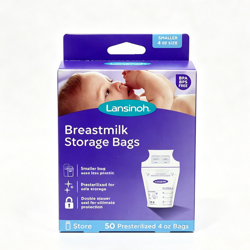 兰思诺母乳储奶袋保鲜存奶袋120ml一次性直筒袋  50个/盒