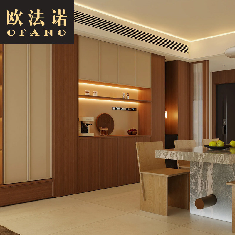 全屋定制法式中古风餐边柜木色全屋空间整装定制工厂定做