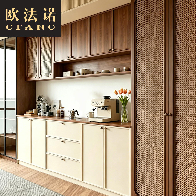 全屋定制法式中古风餐边柜木色全屋空间整装定制工厂定做