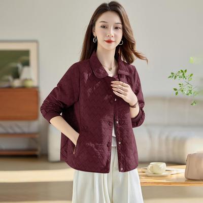 闲百上搭外套女秋季女新款时尚宽松休洋气领翻YU8973-0菱格衣潮