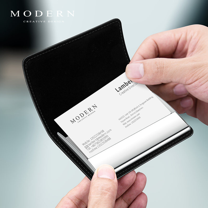 德国MODERN创意男女式高档名片夹 商务个性真皮名片盒 送礼品定制