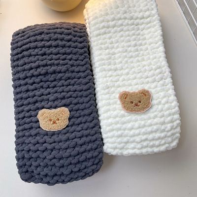 小熊围巾手工diy编织神器粗毛线团冰条线送男生女生礼物冬季保暖