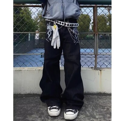 [008]微喇牛仔裤男潮牌修身显瘦直筒长裤A079-B3107-P49