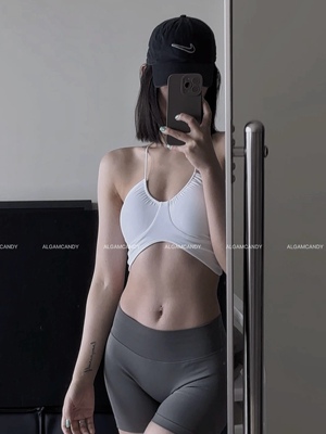 ALGAM CANDY欧美健身衣裸感运动瑜伽背心性感美背挂脖吊带胸垫ins