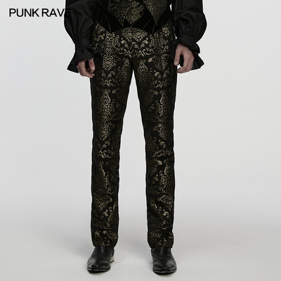 哥特风暗黑系提花修身休闲裤