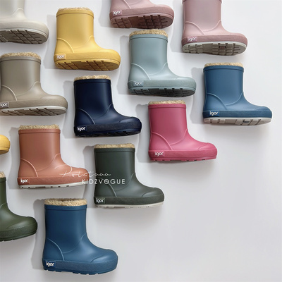 西班牙igor儿童加绒雨靴