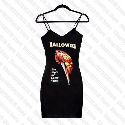Black Mini Dress Y2k Dresses Emo Woman Clothing Rock Graphic