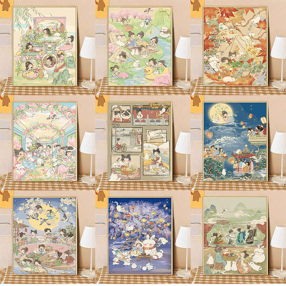 宝藏湾 数字油画diy【夕米木子】合集古风填充油画画填色数字画