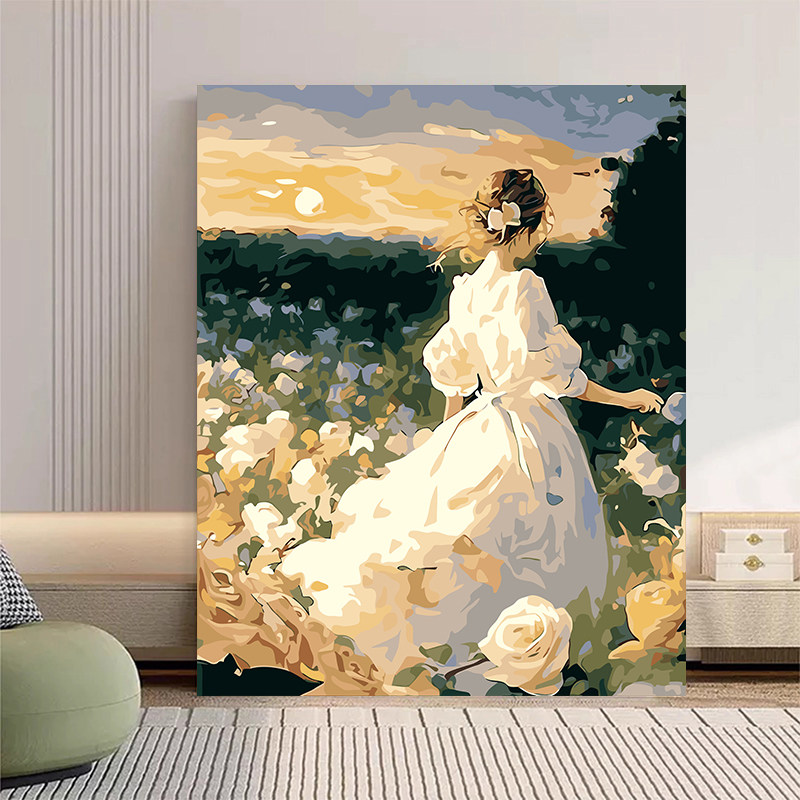 数字油画diy手工画画油彩画填色画治愈手绘涂色装饰挂画逐梦女孩