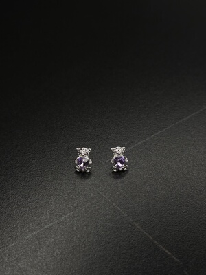 BlackBox 秋冬甜美淑女银针耳饰轻奢气质高级感水晶小熊耳钉