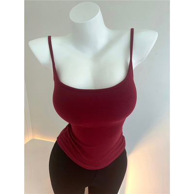 店主最爱的吊带！秋冬磨毛加厚！自带胸垫方领遮副乳打底背心上衣