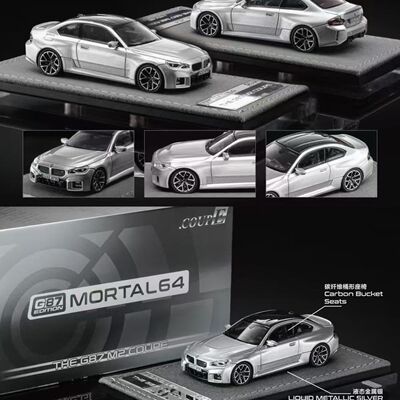 现货MORTAL 1:64 宝马 BMW G87 M2  丹泉石蓝/液态银合金汽车模型