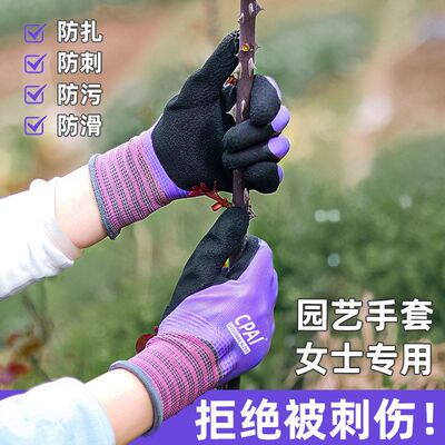 女士专用园艺手套防刺防水防扎耐磨环保花园种花月季玫瑰花艺种菜
