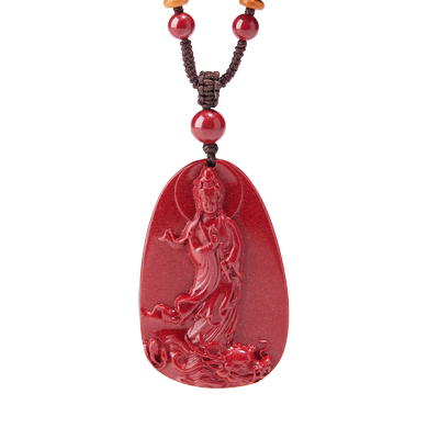 【99.99%推荐】观音朱砂吊坠男