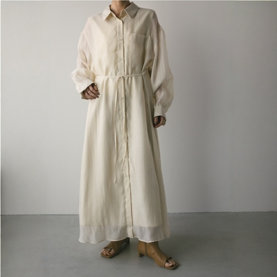 STYLEMIXER透明层叠衬衫式连衣裙