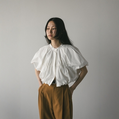 STYLEMIXER褶饰短款半袖衬衫