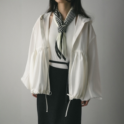 STYLEMIXER透视褶皱连帽衬衫