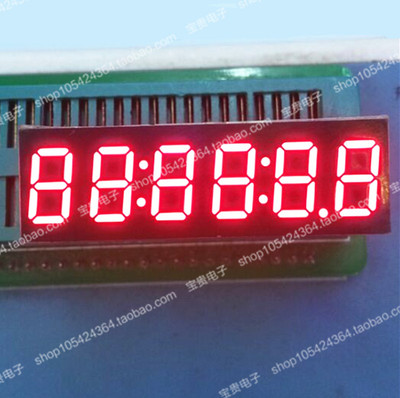 数码管6位 0.36英寸 45*14*8六位时钟 3661AS共阴 带时钟点 红光