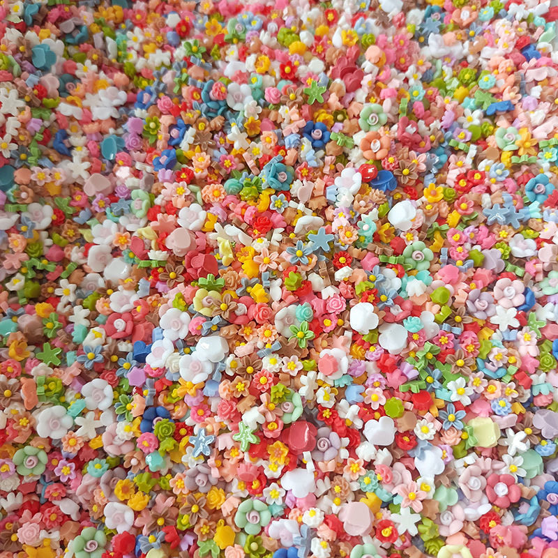 美甲小花饰品diy配件迷你彩色五瓣花异形钻指甲装饰品混装