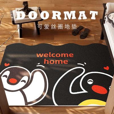 卡通黑色入户门垫pingo地垫大门外耐脏耐磨丝圈地毯进门门口脚垫