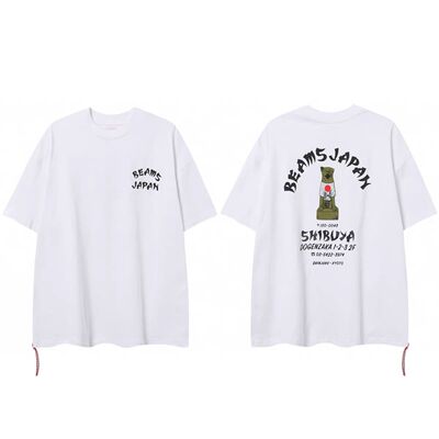 BEAMS JAPAN 26SS 日产定番红绳棉质宽松纯棉短袖休闲打底衫T恤潮