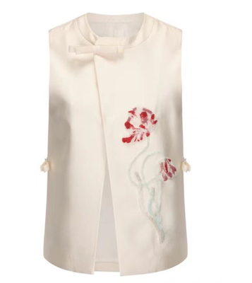 【官方授权】JUNYANG 君扬海棠珠缀法绣丝毛马甲